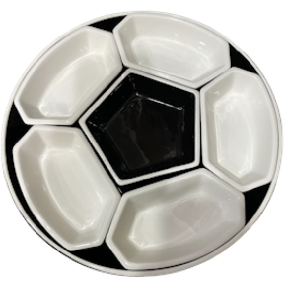 Dining | Soccer Ball Ceramic Serving Dish 7 Piece Set Lazy Susan Tray ...